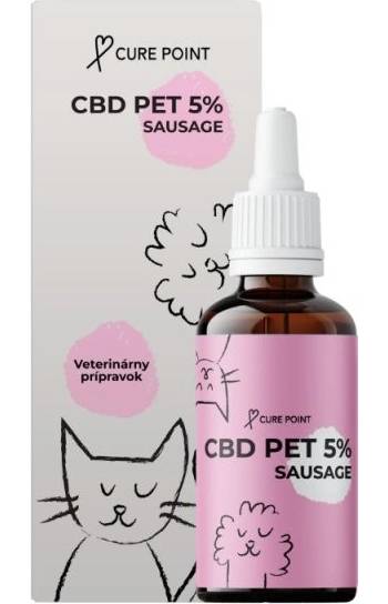 Cure Point CBD PET 5% olej pre psov a mačky s príchuťou klobásy 10 ml - Psie vitamíny na imunitu ...